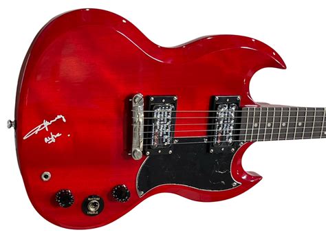 Angus Young Acdc Signed Full Size Eletric Guitar Sg Epiphone Cherry