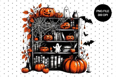 Cute Spooky Halloween Clipart Bookshelf Ghost 4576003