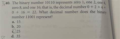 Solved The Binary Number 10110 Represents Zero 1 One 2 Chegg