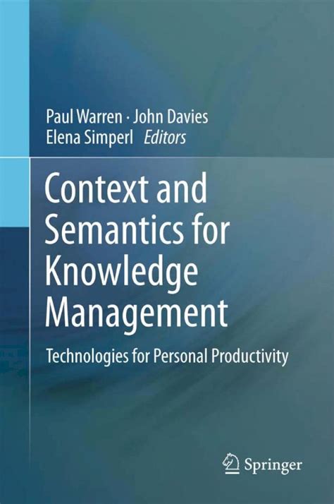 Pdf Context And Semantics For Knowledge Management Technologies For