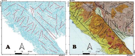 Lineament Mapping From Drainage A And Geological Structures B