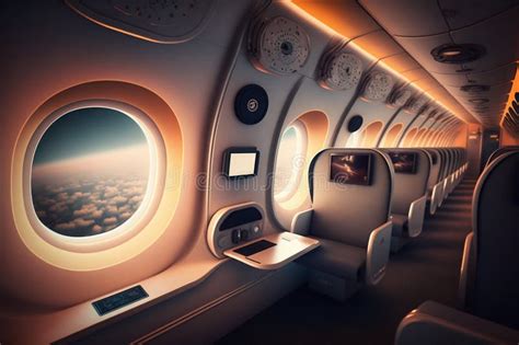 Airplane Passenger Cabin Interior Generative Ai Stock Illustration