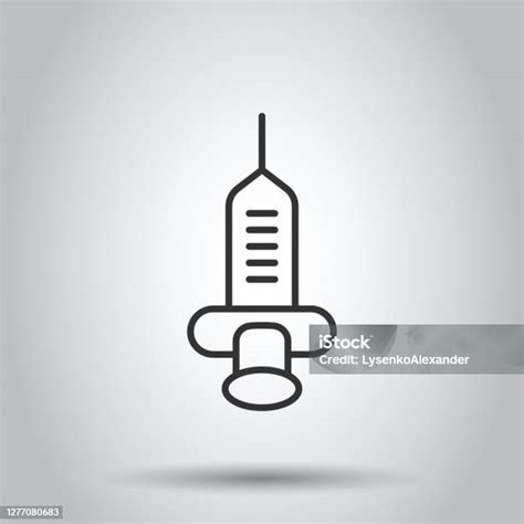 플랫 스타일의 주사기 아이콘 흰색 격리 된 배경에 바늘 벡터 그림을 삽입합니다 약물 투여 사업 개념 0명에 대한 스톡 벡터 아트