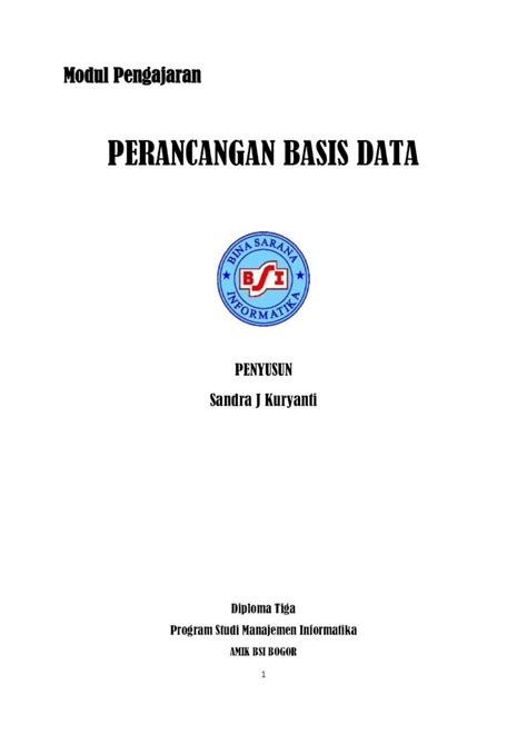 PDF PERANCANGAN BASIS DATA KONSEP DASAR SISTEM DATABASE DAN PERANCANGAN DATABASE Data Base