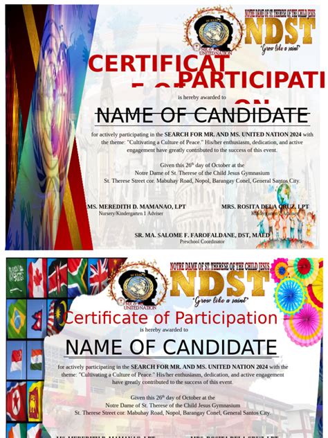 Un Pageant Certificate Pdf
