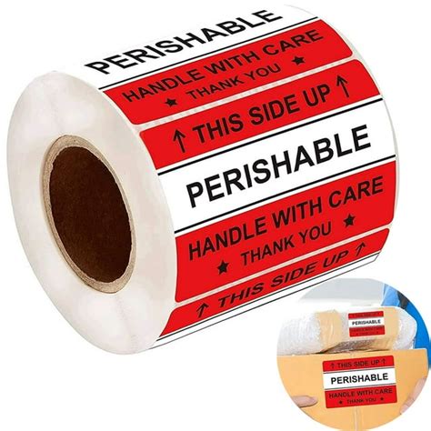 Perishable Warning Shipping Labels 2x3inch 250pcs Red Handle With Care Stickers Shipping Packing