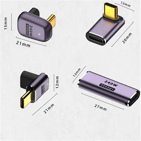 휴대폰 Led 표시기 수 암 Usb C 컨버터 C타입 어댑터 240w 고속 충전 40gbps 8k 60hz