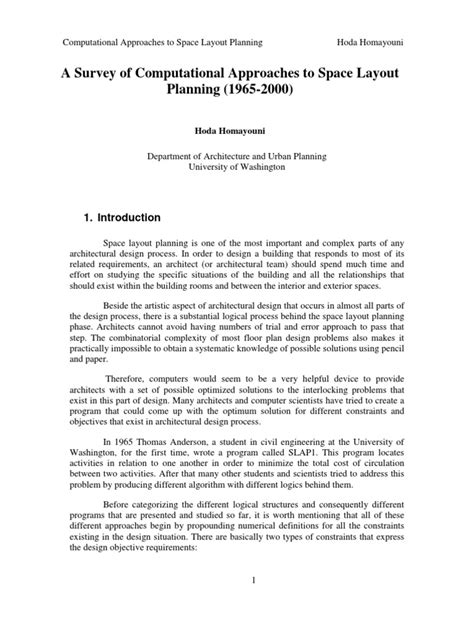 A Survey Of Computational Approaches To Space Layout Planning Pdf