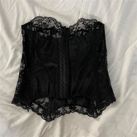 Lace Bustier Corset Top Beautiful Lacey And Mesh Depop