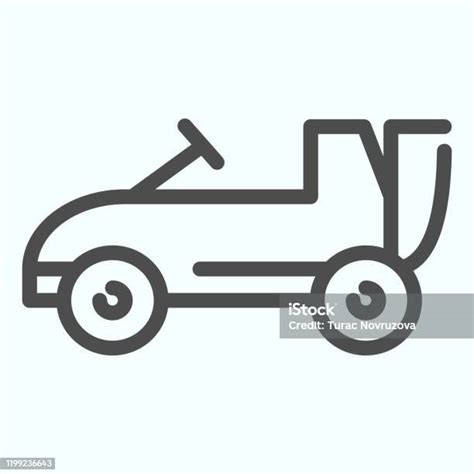 자동차 장난감 라인 아이콘입니다 아이 자동 벡터 그림 흰색에 격리 웹 및 응용 프로그램을 위해 설계된 어린이 카브리올레 개요 스타일 디자인 Eps 10 0명에 대한 스톡