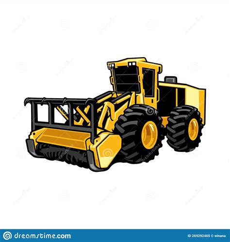 Agriculture And Forestry Mulcher Illustration Vector Stock Vector