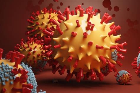 Premium Ai Image A Group Of Red And Yellow Viruses On A Red