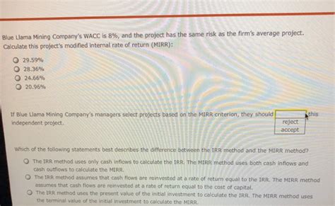 Solved Aa Aa 4 Modified Internal Rate Of Return Mirr The