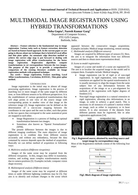 Pdf Multimodal Image Registration Using Hybrid Transformations