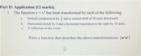 solved part d application [12 ﻿marks]the function y x4 ﻿has