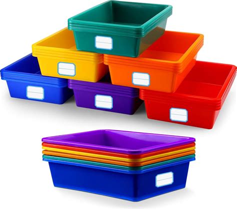 24 Pcs Plastic Cubby Storage Bins Classroom Cubby Organization With Self Adhesive Labels Bin