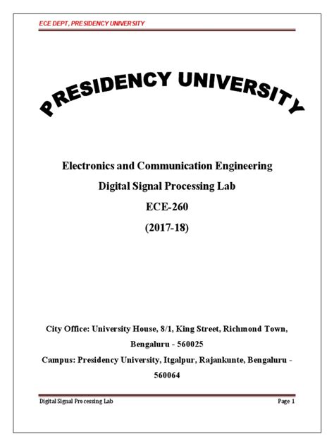 dsp lab manual final presidency university pdf discrete fourier