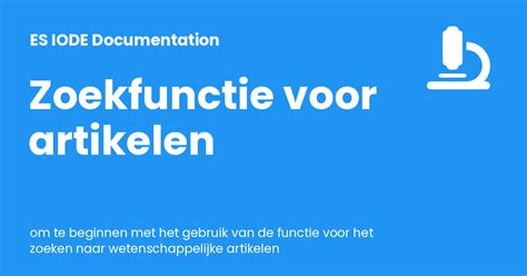 Zoekfunctie Voor Artikelen Es Iode Documentation