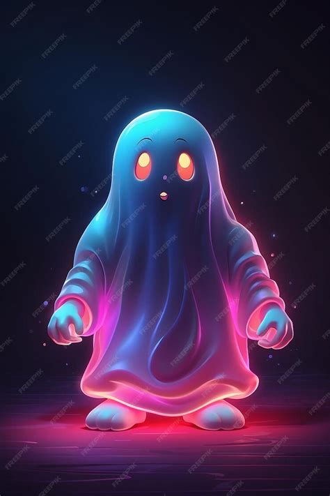 Premium Photo Draw A Small Ghost Less Intimidating Neon Color