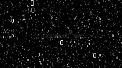Digital Technology Binary Code Flying On Isolated Black Background