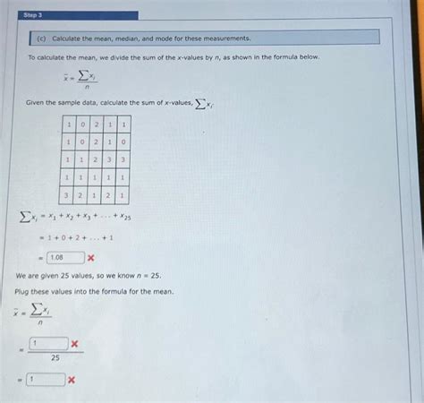 Solved Step 3 X To Calculate The Mean We Divide The Chegg Com