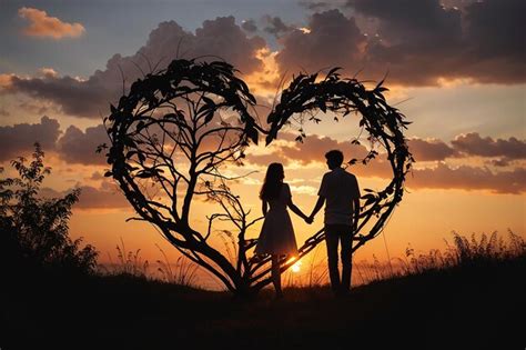 Premium Ai Image A Melancholic Embrace Silhouettes Of A Lovelorn Duo