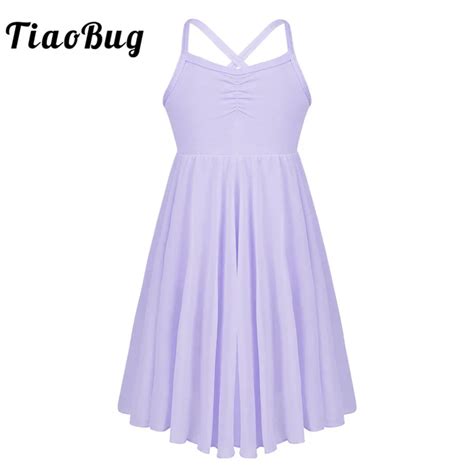Tiaobug Girls Spaghetti Strap Chiffon Ballet Tutu Leotard Dress