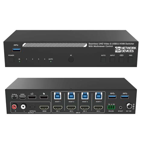 X KVM Switcher With Multiview USB K UHD RS Control Audio Out With Volume Control