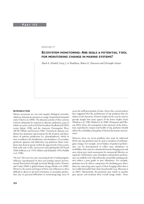 Pdf Ecosystem Monitoring Are Seals A Potential Tool For Monitoring