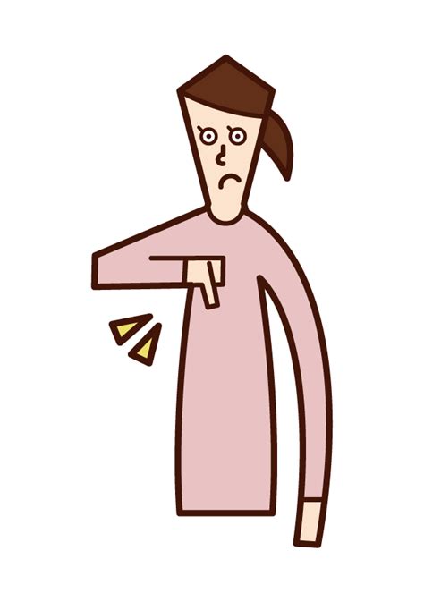 親指を下に向けるサイン（thumb Down）をする人（女性）のイラスト フリーイラスト素材 Kukukeke（ククケケ）