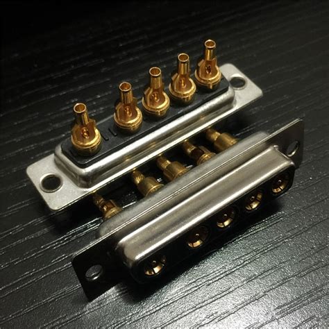 混合同轴信号电流5w5焊线母头 混装d Sub射频5芯焊线式母头连接器