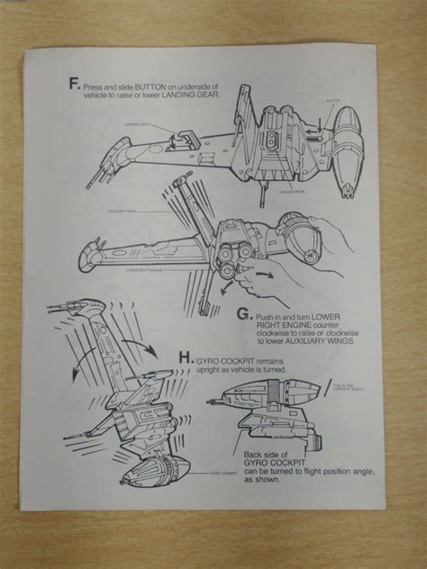 B Wing Fighter Vehicle Assembly Instructions Star Wars Rotj Kenner 1984