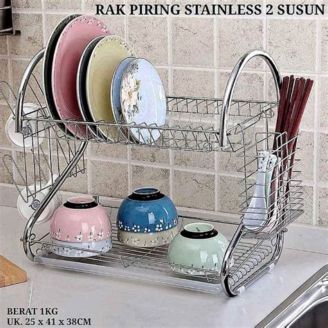 Jual Rak Piring Stainless GSF Steel 2 Susun Shopee Indonesia
