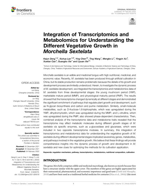 Pdf Integration Of Transcriptomics And Metabolomics For Understanding