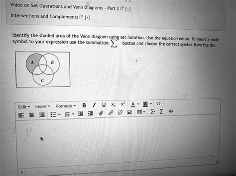 Solved Video On Set Operations And Venn Diagrams Part 2