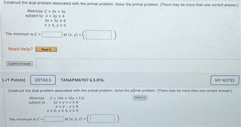 Solved Construct The Dual Problem Associated With The Primal Chegg