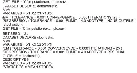 Spss Syntax For Applying Both Deterministic And Stochastic Regression