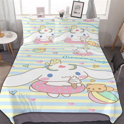 Cute Cartoon Cinnamoroll Bedding Set Full Size Duvet Cover Set For
