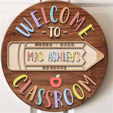 Custom Teacher Door Sign Wooden Teacher Office Decor Classroom Door