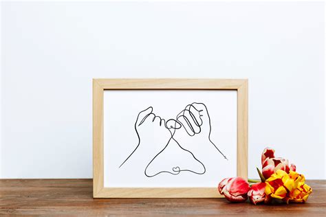 Pinky Promise Print Pinky Swear Line Art Relationship T Etsy