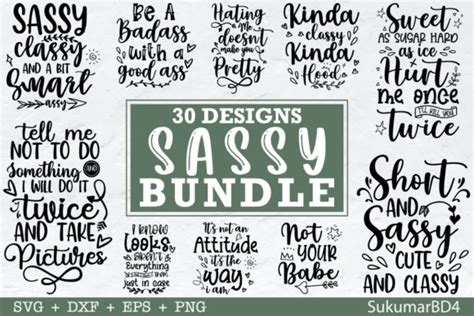 30 Sassy Svg Bundle Funny Svg Cut File Graphic By Sukumarbd4