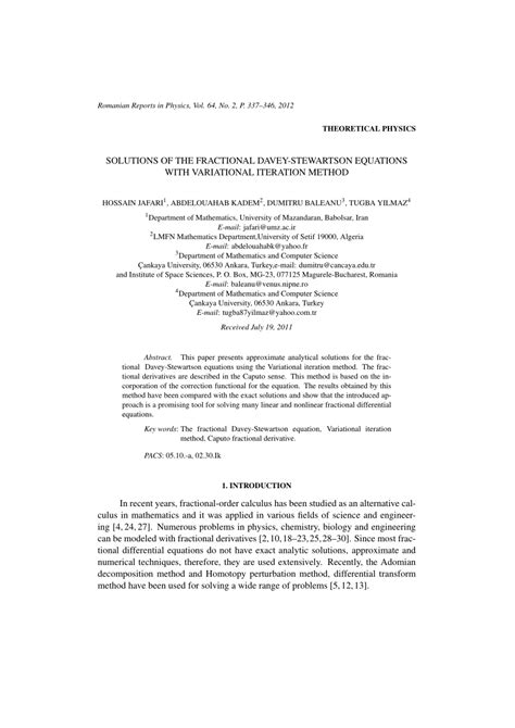 Pdf Solutions Of The Fractional Davey Stewartson Equations With