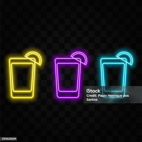 칵테일 네온 아이콘입니다 모바일 웹 및 메뉴 디자인을 위한 밝은 벡터 일러스트 아이콘 음료 컨셉 검증에 대한 스톡 벡터 아트 및 기타 이미지 Istock