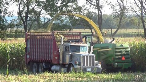 Peterbilt Truck Loading Silage With John Deere Chopper Youtube