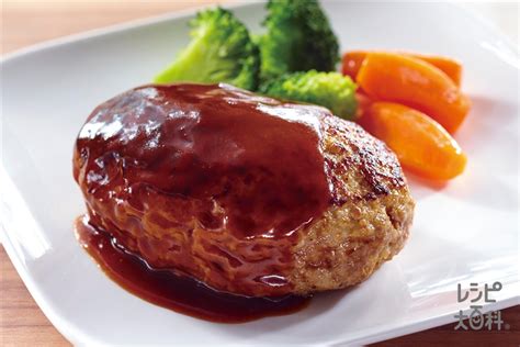 肉汁ジュワッと！ハンバーグの献立（副菜：きのことほうれん草のごま酢あえ、汁物：春キャベツのみそ汁）｜献立・メニュー｜【味の素パーク】たべる楽し