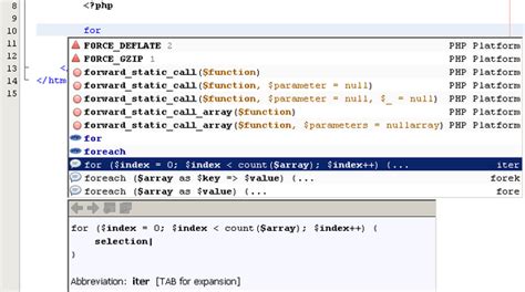 Code Templates In Netbeans Ide For Php