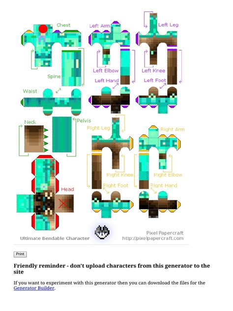 Minecraft Character Bendable Papercraft Generator Pdf