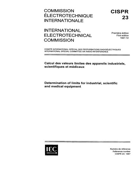 Cispr 23 Ed 10 B1987 Determination Of Limits For Industrial