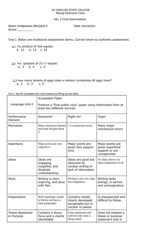 Asl 2 Final Thanks Jh Cerilles State College Bayog Extension Class