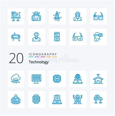 20 Technology Blue Color Icon Pack Like Technology Home Technology Electronic Imagination Stock